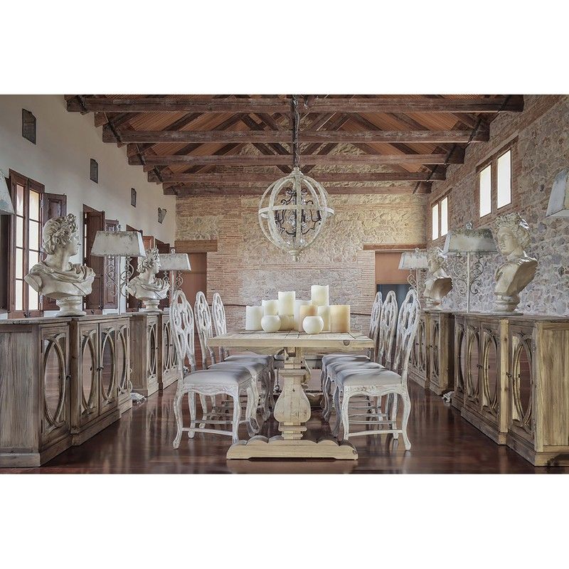 Buffet en pin recyclé Vichy, 205x51x90cm — Qechic