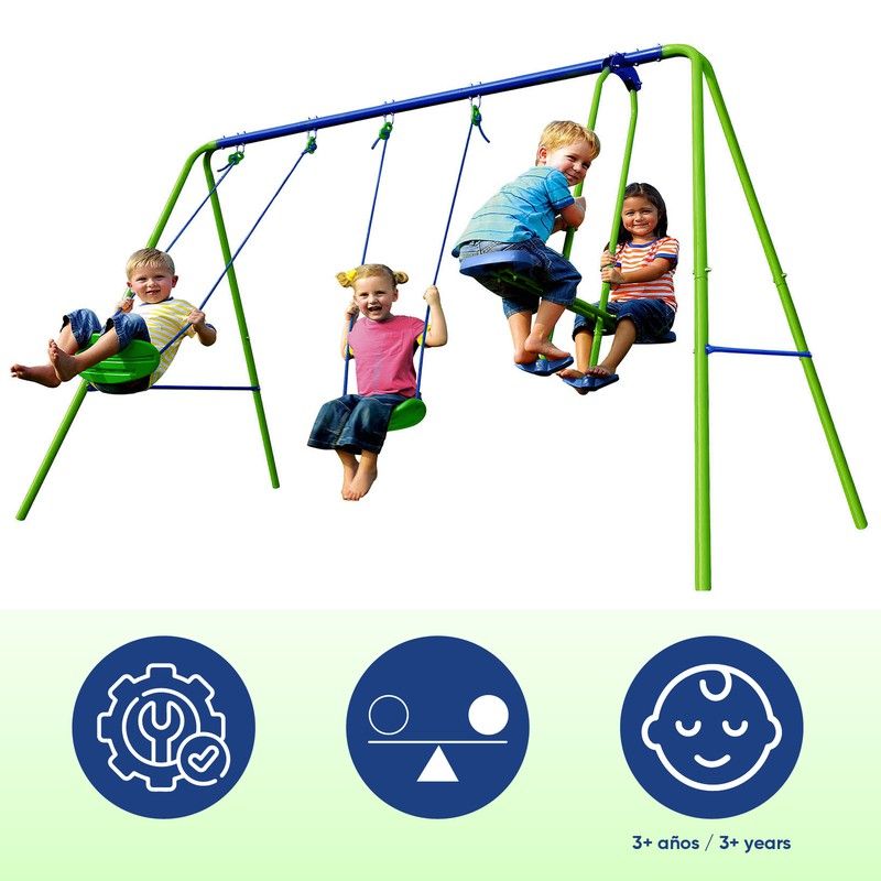 Children's metal swing in green and blue, 280 x 140 x 182 cm | swing ...