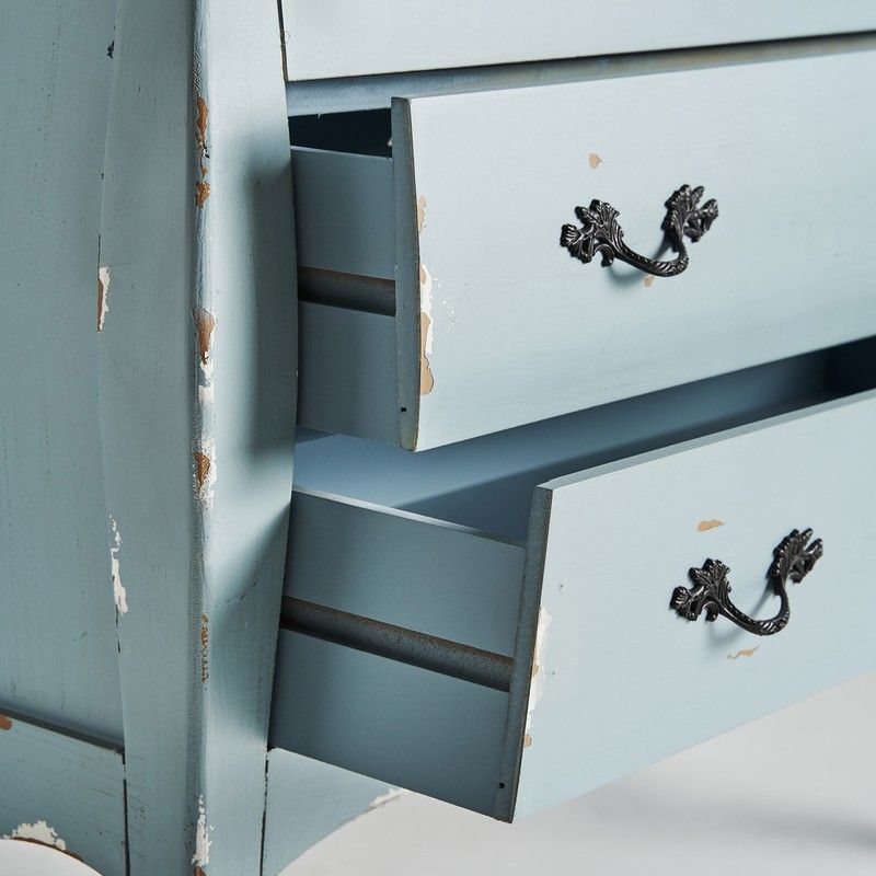 Cômoda azul e natural de abeto e mdf, 95 x 45 x 80 cm | Veneza — Qechic