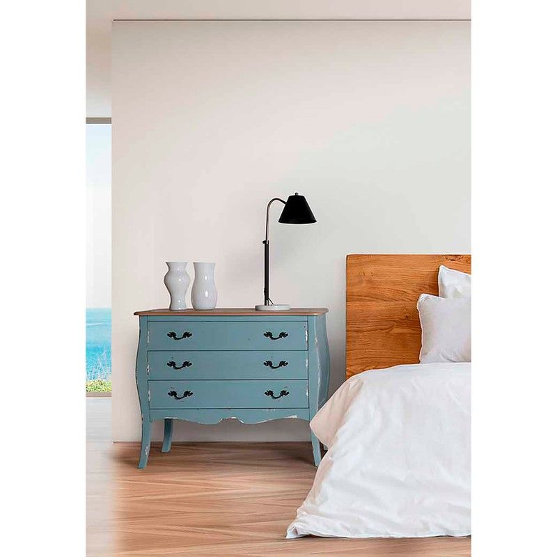 Cômoda azul e natural de abeto e mdf, 95 x 45 x 80 cm | Veneza — Qechic