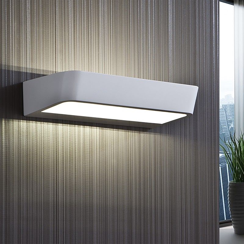 Lampada da parete a led in metallo Megan bianca, 23x12x5cm — Qechic
