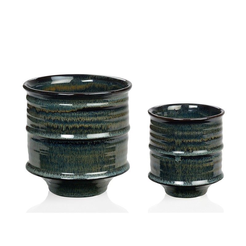 Pot en céramique bleu, Ø 14 x 15 cm | Indigo — Qechic