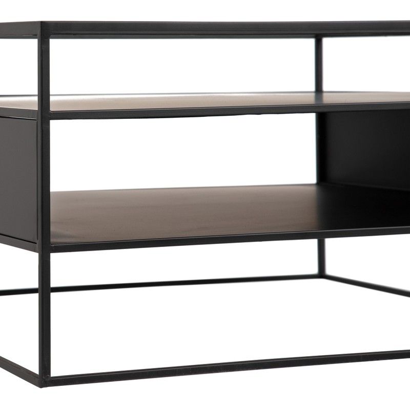 Tavolino in metallo nero, 70 x 70 x 40 cm | Mattone — Qechic