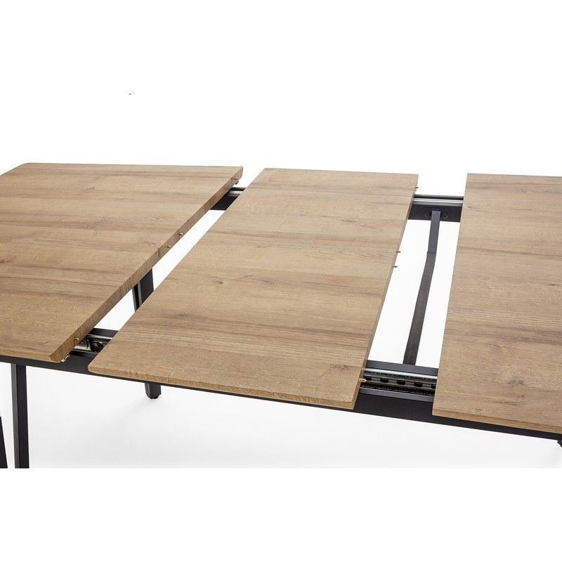 Table à manger extensible en bois et métal naturel et noir, 140/180 x ...