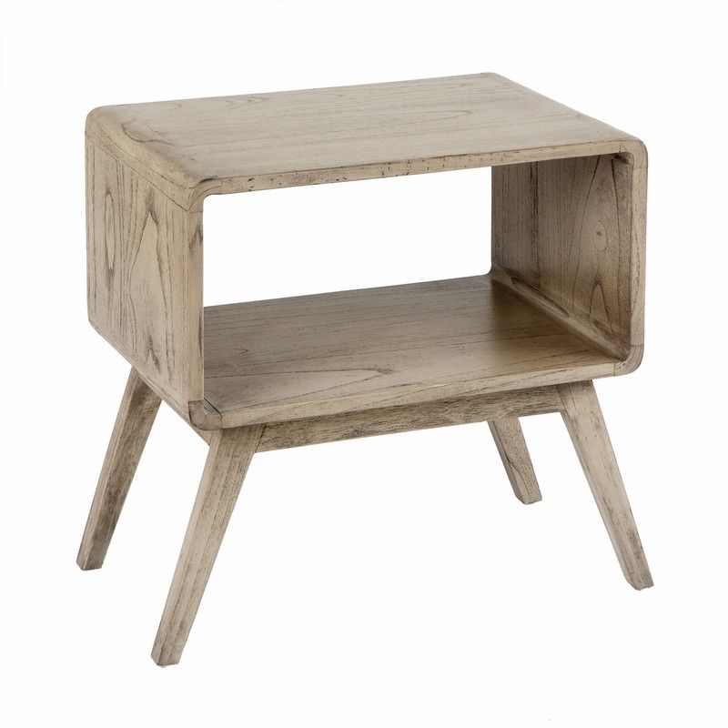 Table de chevet en bois glacis couleur gris 50x35x51 cm — Qechic