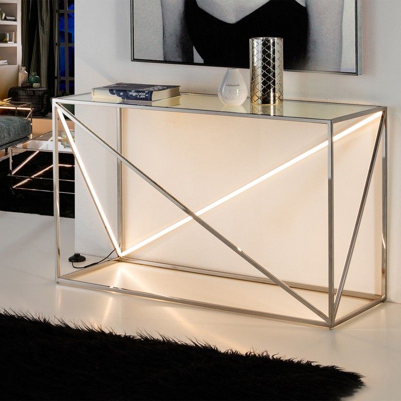 MOONLIGHT-Console en acier avec éclairage LED, 40x120x75 cm — Qechic