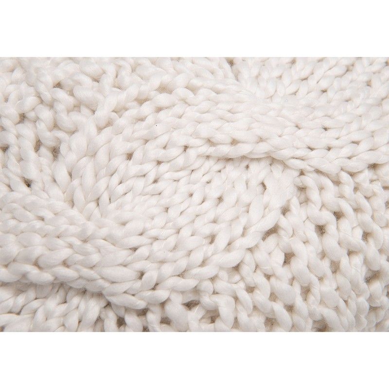 Plaid blanc en fibres synthétiques, 150 x 1 x 125 cm | torsades — Qechic