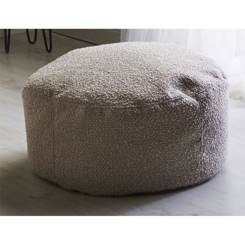 Round Upholstered Puff Anat Taupe, Ø60x30 cm — Qechic