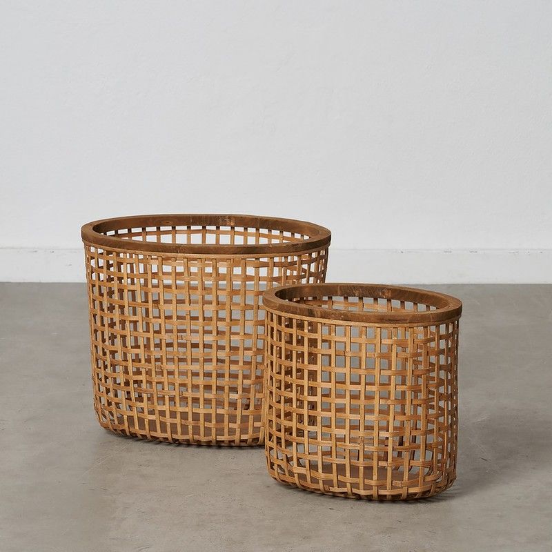 Ensemble de 2 paniers en rotin naturel, 44x30x35cm — Qechic