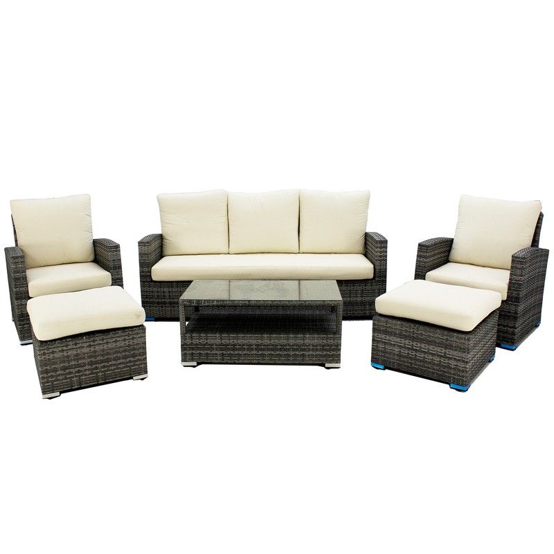 3 seater sofa set with 2 armchairs, 2 stools and Rimini-8 Table — Qechic