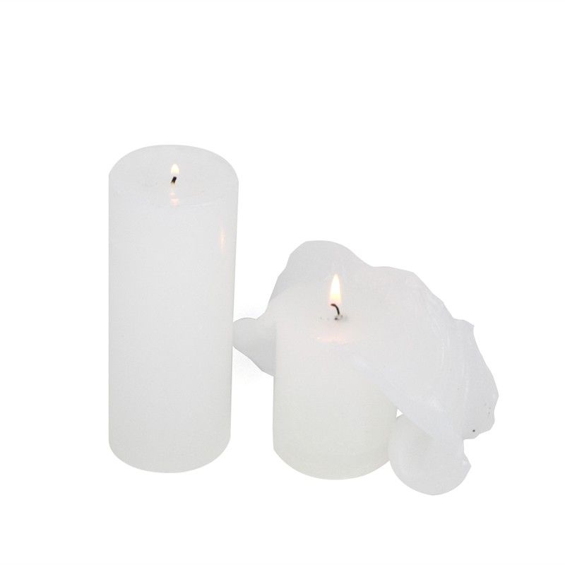 Singular decorative candle cylindrical white Ø7x17 cm — Qechic