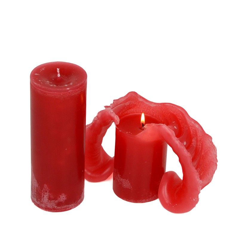 Singular decorative candle cylindrical red Ø7x27 cm — Qechic